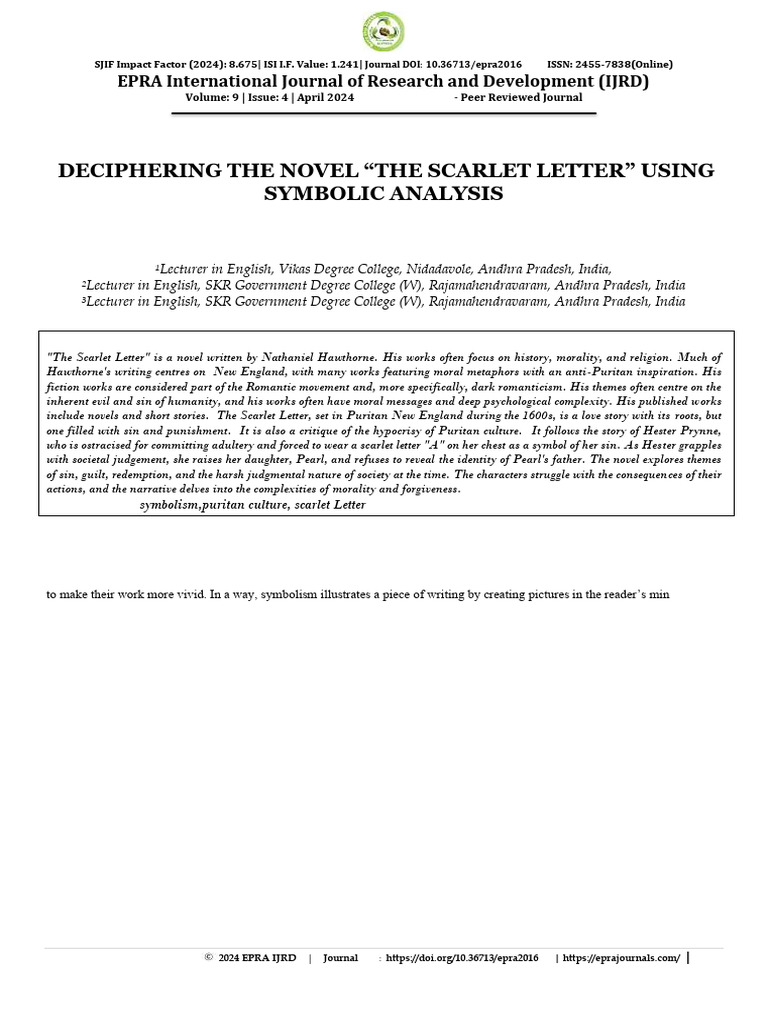 Symbolism in The Scarlet Letter | PDF | The Scarlet Letter