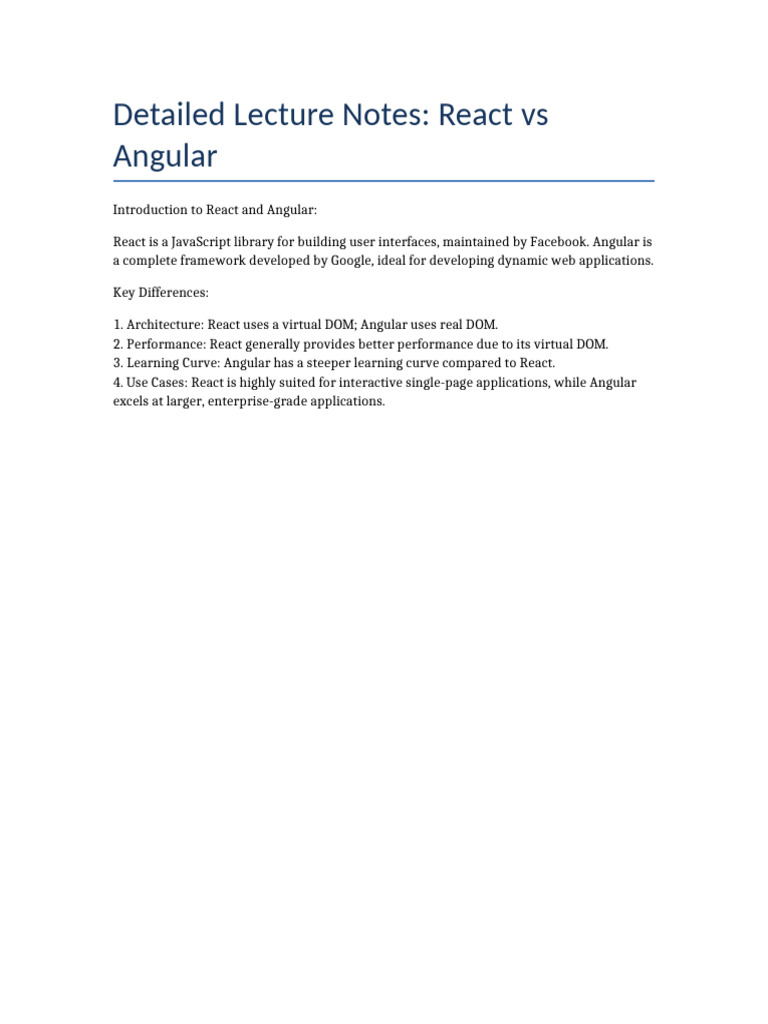 React Vs Angular Notes | PDF