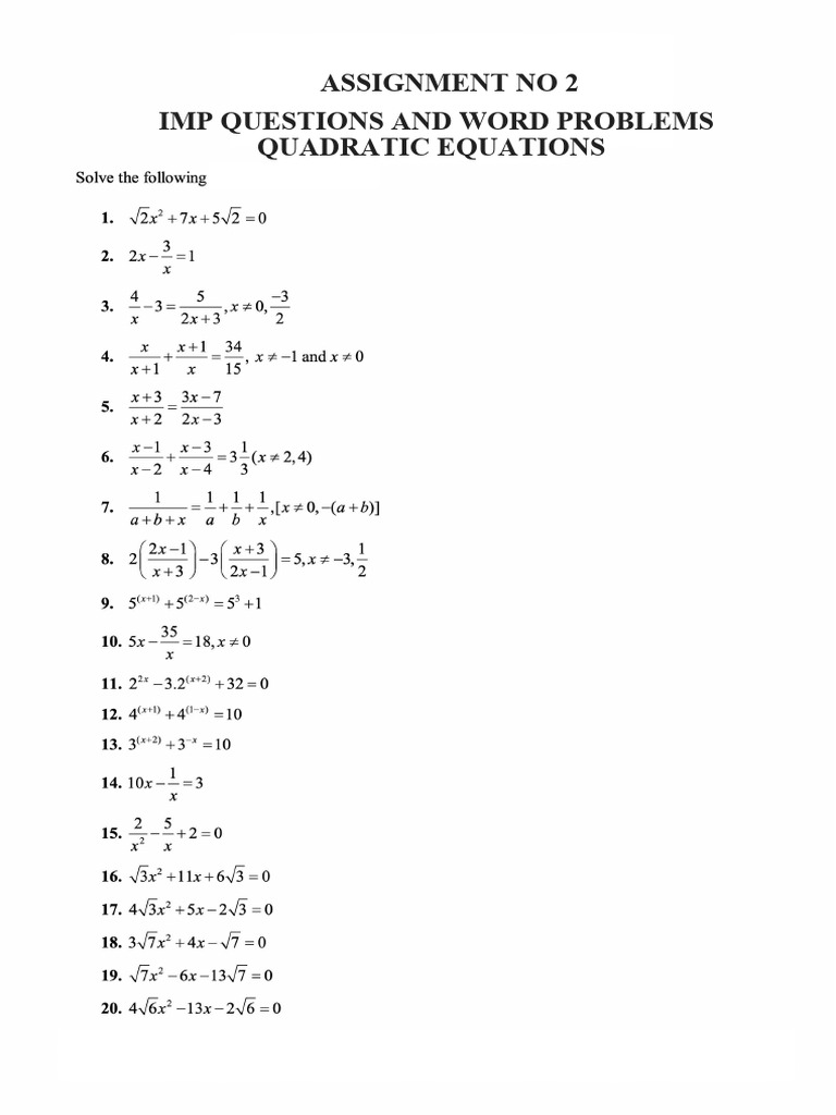 Quadratic Equations | PDF