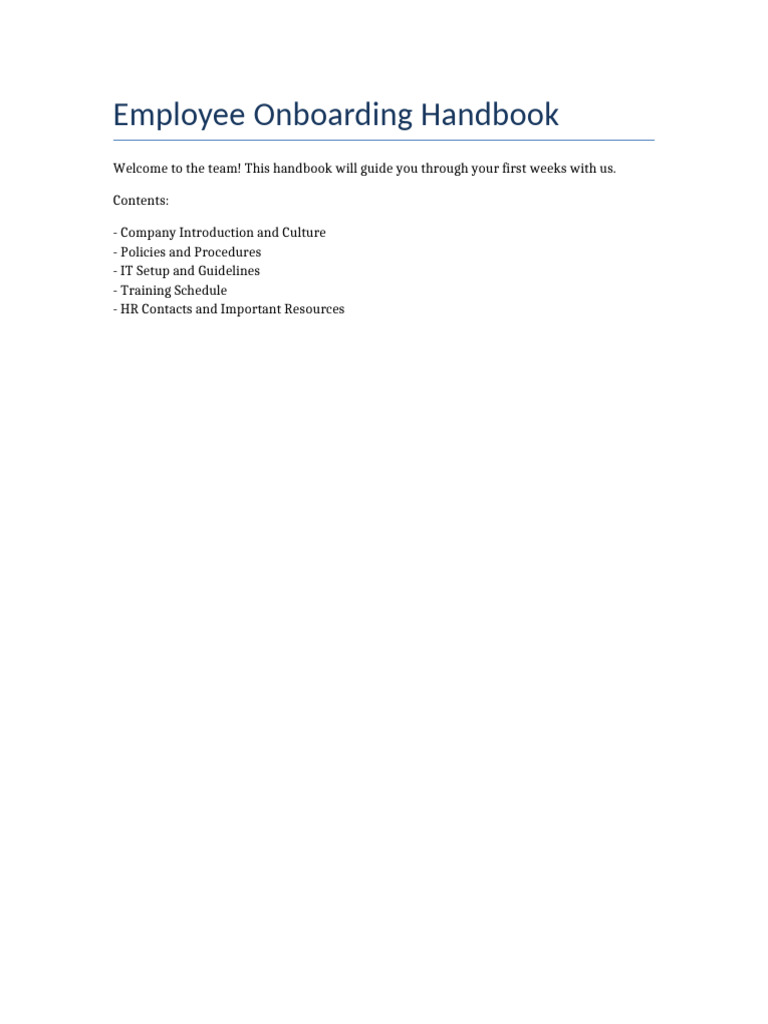 Employee Onboarding Handbook | PDF