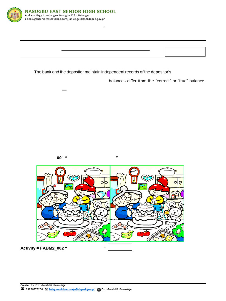 Activity Sheet Week 1 and 2 Bank Reconciliation | PDF | Banks | Payments