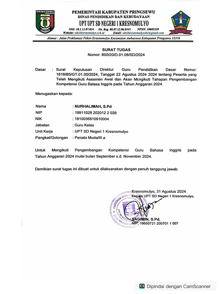 Surat Tugas PKGBI | PDF