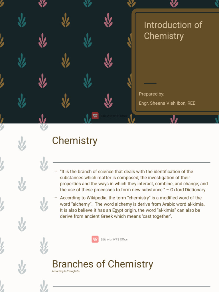 Overview of Chemistry and Its Branches | PDF | Atoms | Chemistry