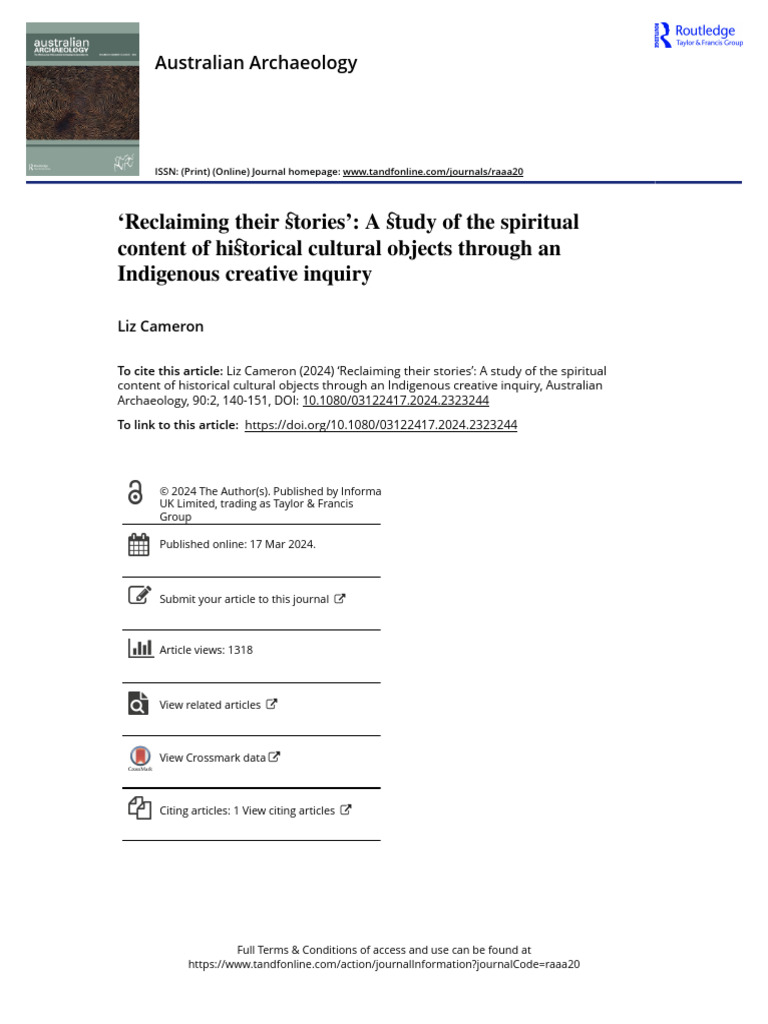Indigenous Perspectives on Cultural Objects | PDF | Knowledge | Archaeology