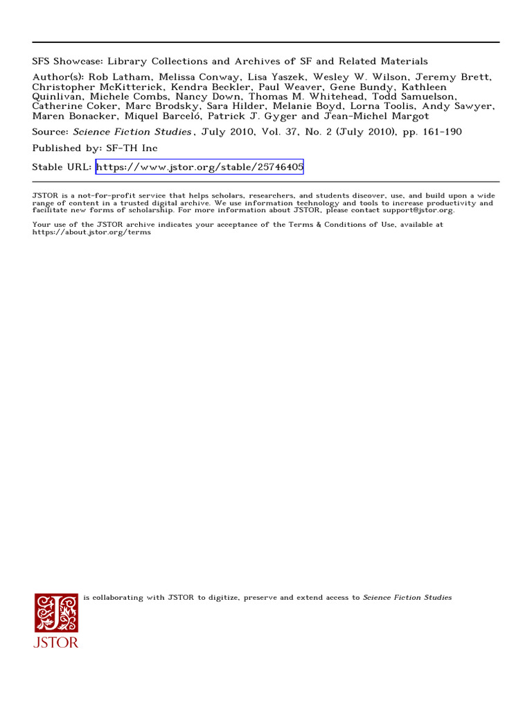 SFA Library Collections and Archives of SF | PDF | Science Fiction