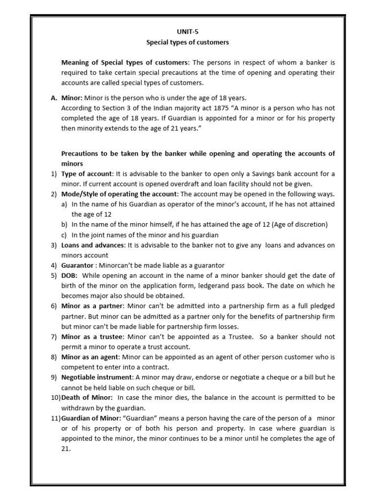Special Types of Bank Customers Explained | PDF | Probate | Will And ...