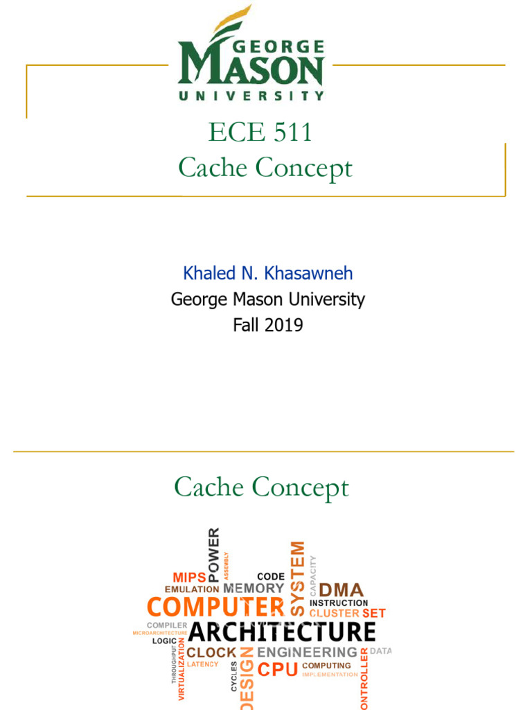ECE 511 - Fall 2019 - Lecture 5 - Cache Concept | PDF | Cpu Cache | Random Access Memory