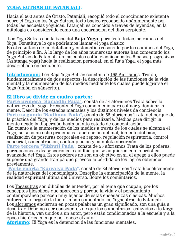 2-Historia-Yoga Sutras de Patanjali-Ramas Principales de Yoga | PDF ...