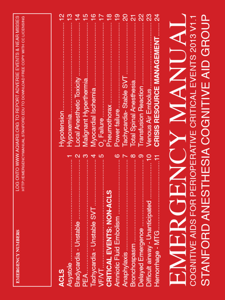 Stanford Emergency Perioperative Manual | PDF | Cardiopulmonary ...