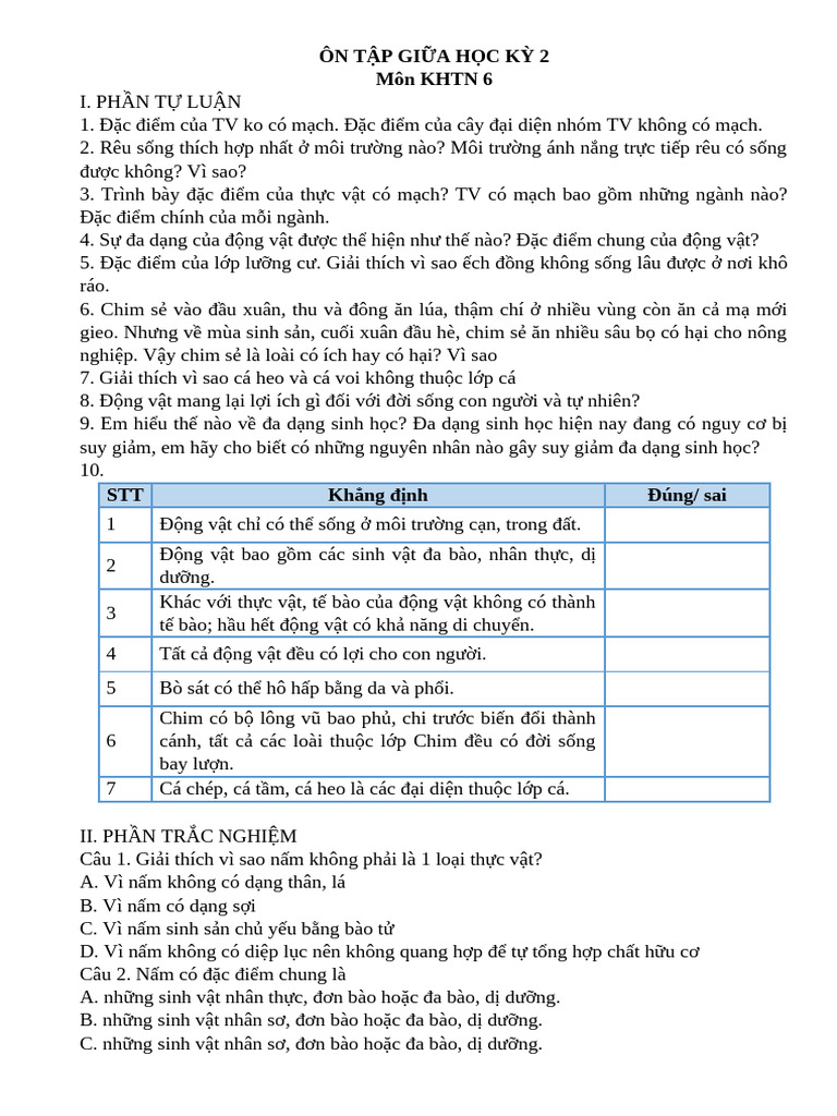 Chuyển Ôt Hk2 Khtn 6 | PDF