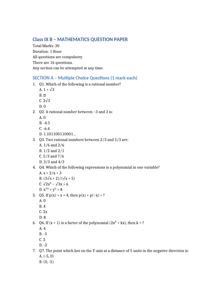Class9 Math Corrected Questions | PDF