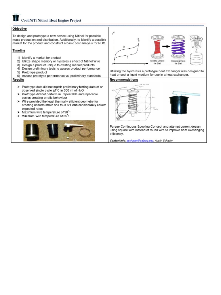 Nitinol Heat Engine Prototype Development | PDF