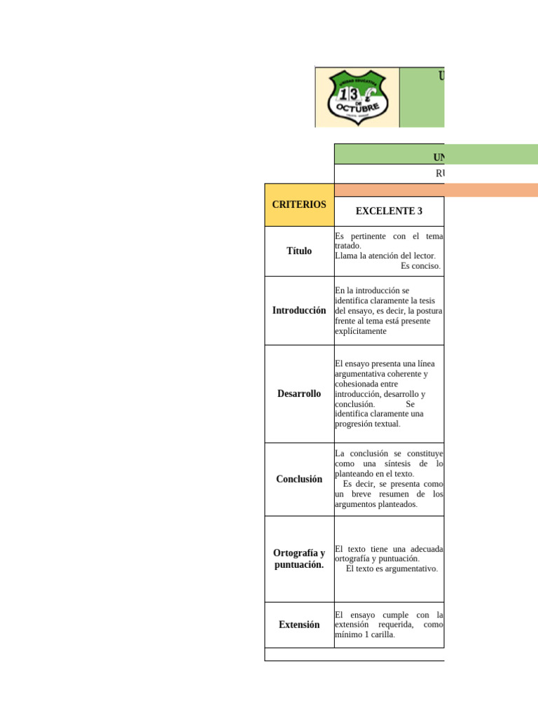 Rubrica para El Ensayo | PDF | Ensayos | Escritura