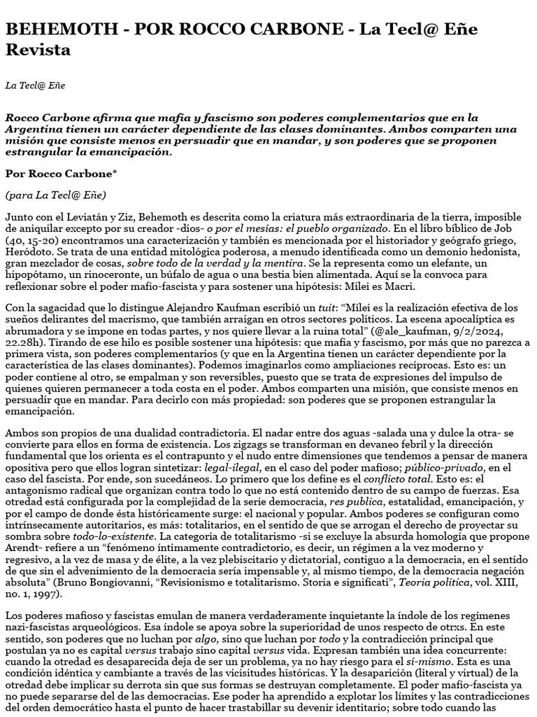 Carbone - Behemoth | PDF | Fascismo | Totalitarismo