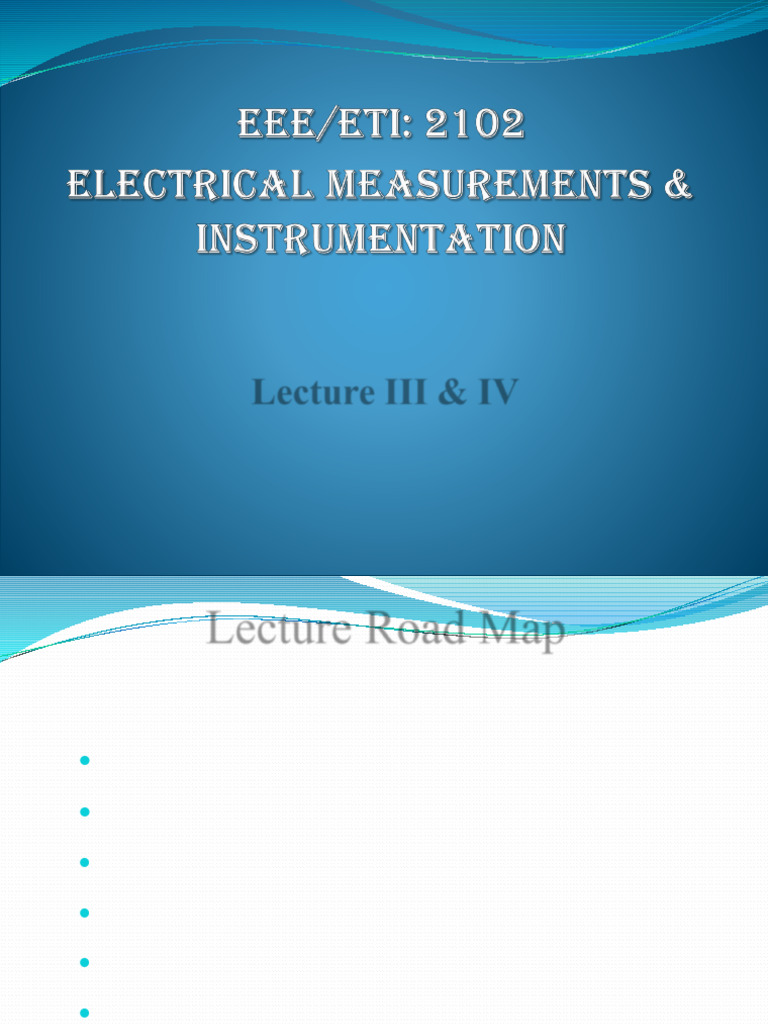 Lecture 3 & 4 - Operation of Electrical Instruments | PDF | Inductor | Voltage