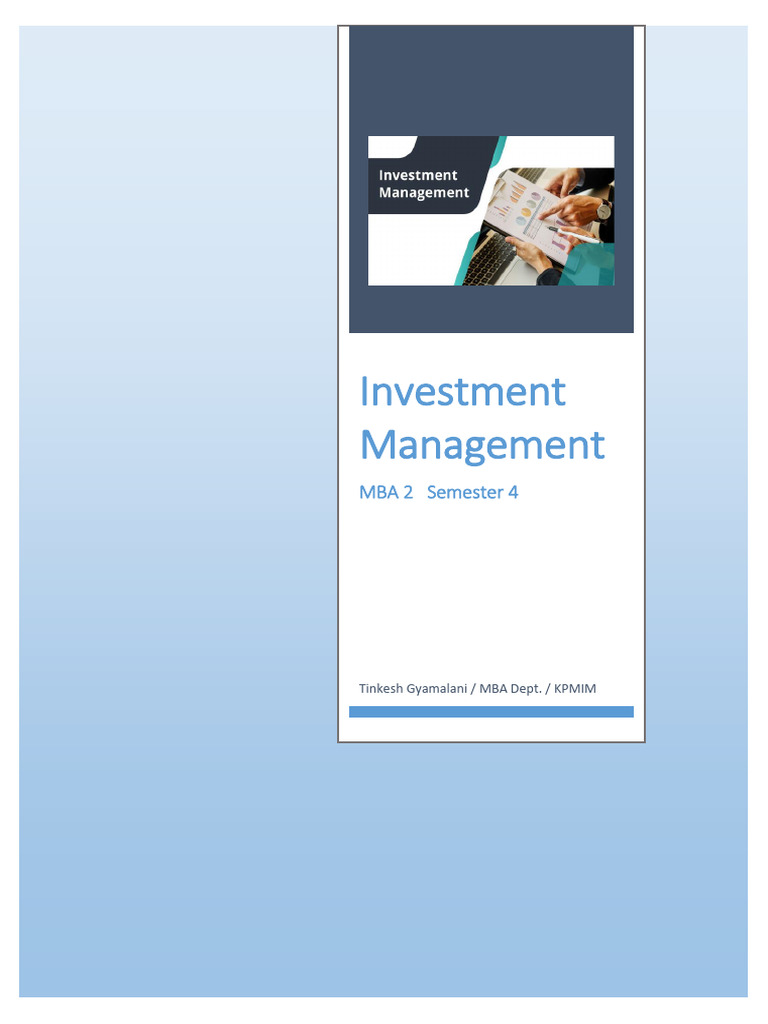 Investment Management Notes Module 1 To 6 | PDF | Investing | Gilt ...