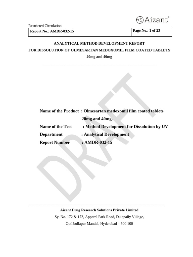 Dissolution-Analytical Method Development Report-Final | PDF | Buffer Solution | Ph