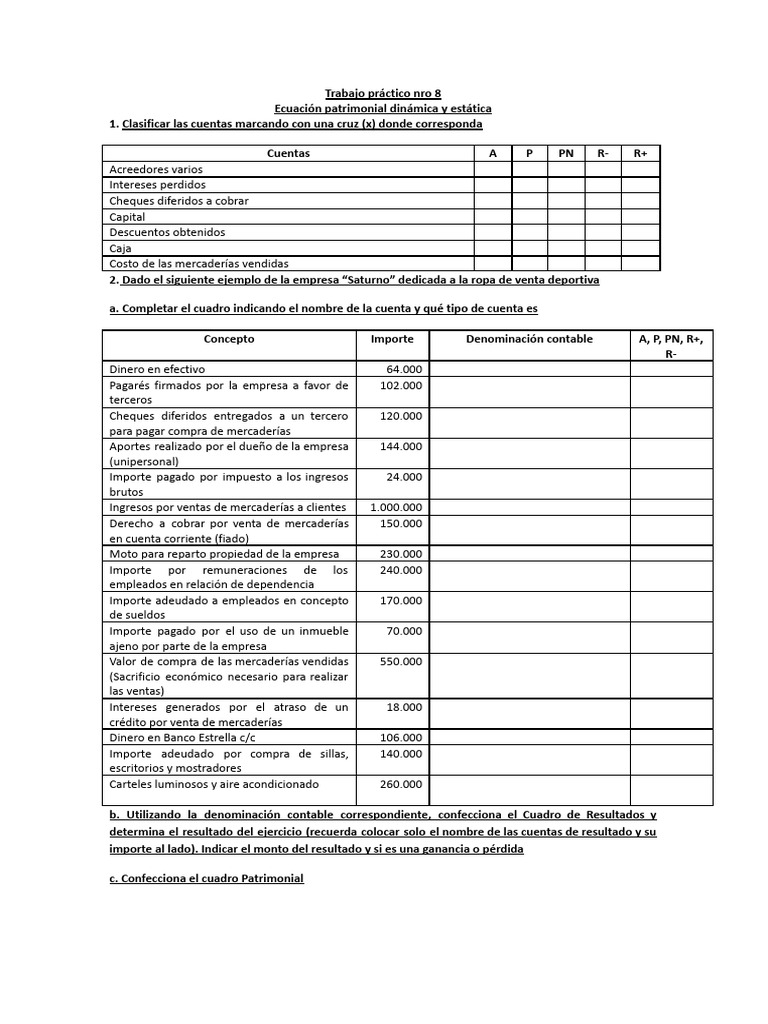 Trabajo Pr-ctico 8 - Ecuaci-n Patrimonial Est-tica y Din-mica.doc | PDF