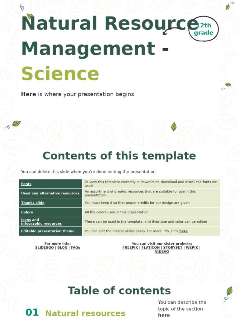 Natural Resource Management - Science - 12th Grade by Slidesgo | PDF ...
