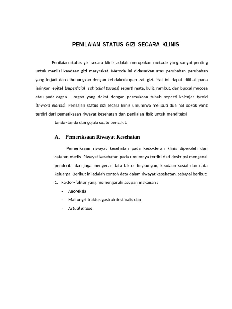 Penilaian Status Gizi Secara Klinis | PDF