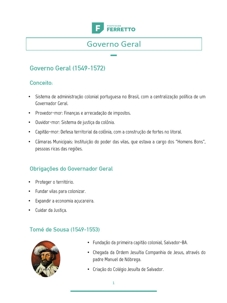 Estrutura do Governo Geral no Brasil | PDF