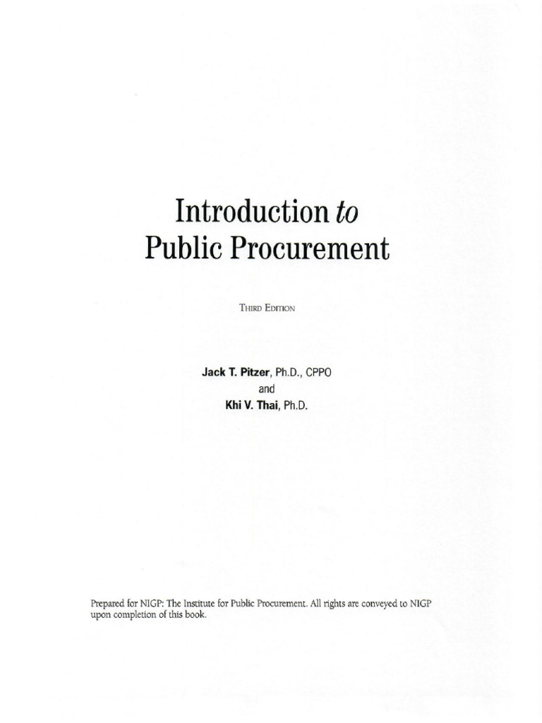 Introduction To Public Procurement | PDF