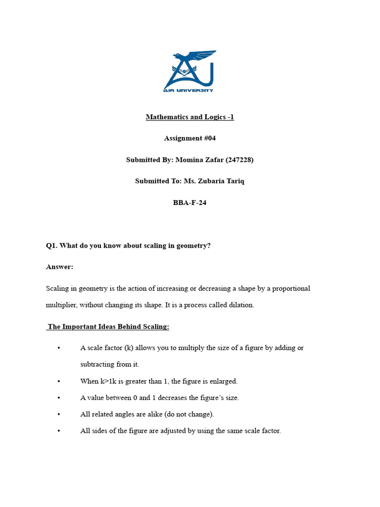 Mathematics and Logics 1 Assignment | PDF | Triangle | Angle