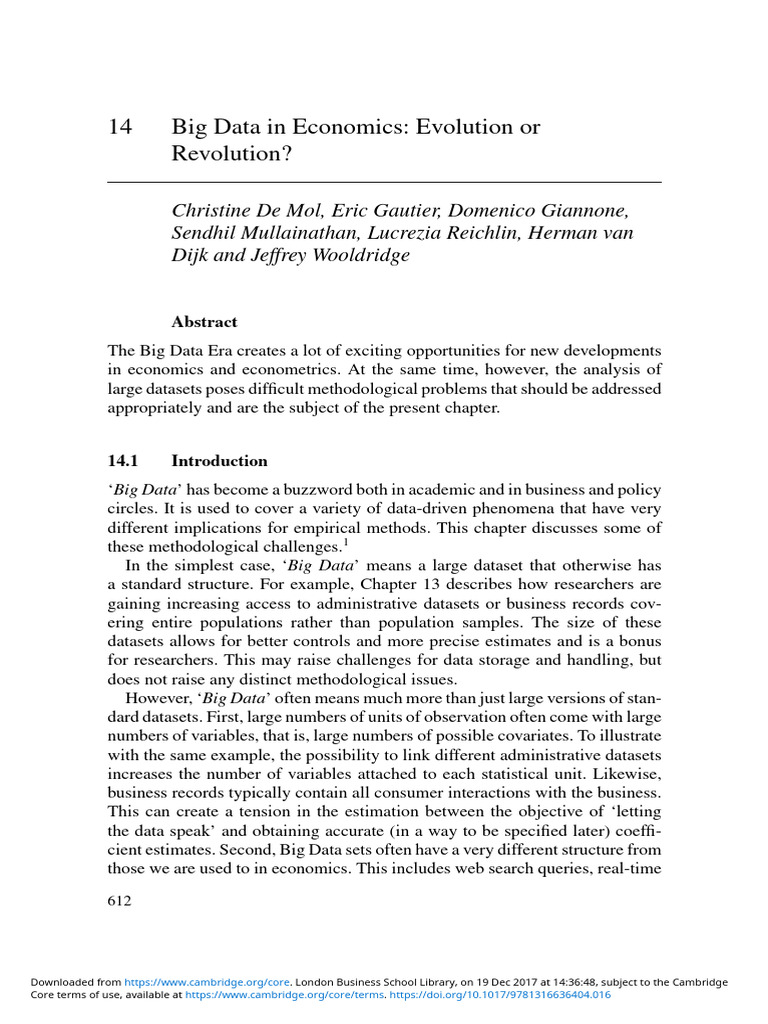 Big Data in Economics Evolution or Revolution | PDF | Linear Regression ...