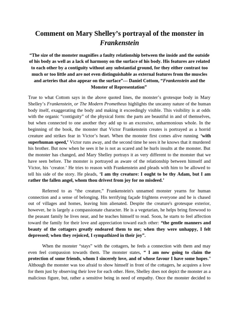 The Complexity of Frankenstein's Monster | PDF | Frankenstein