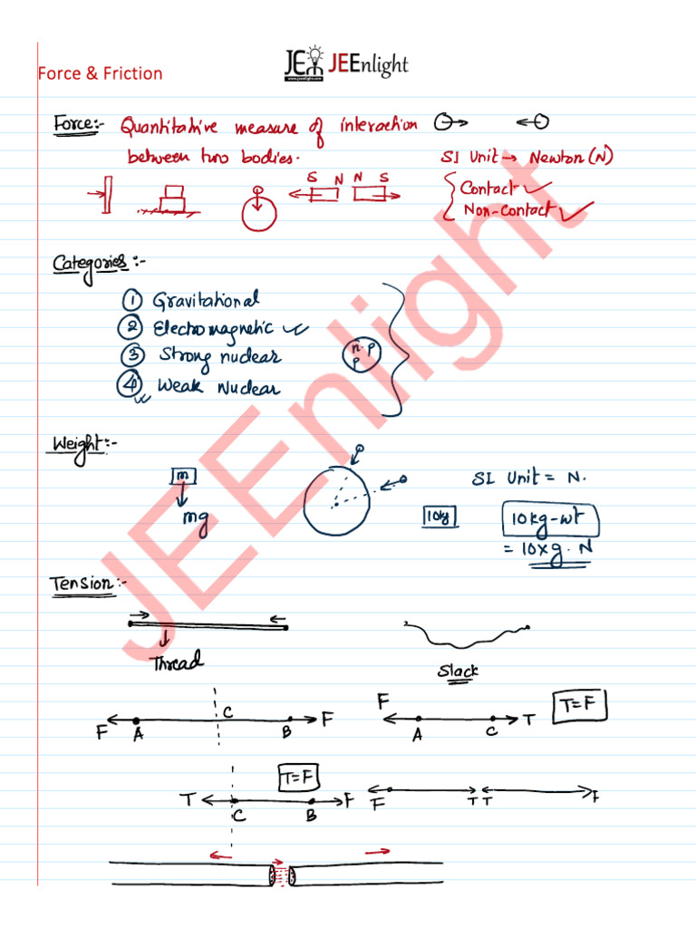 Force & Friction Full Notes | PDF