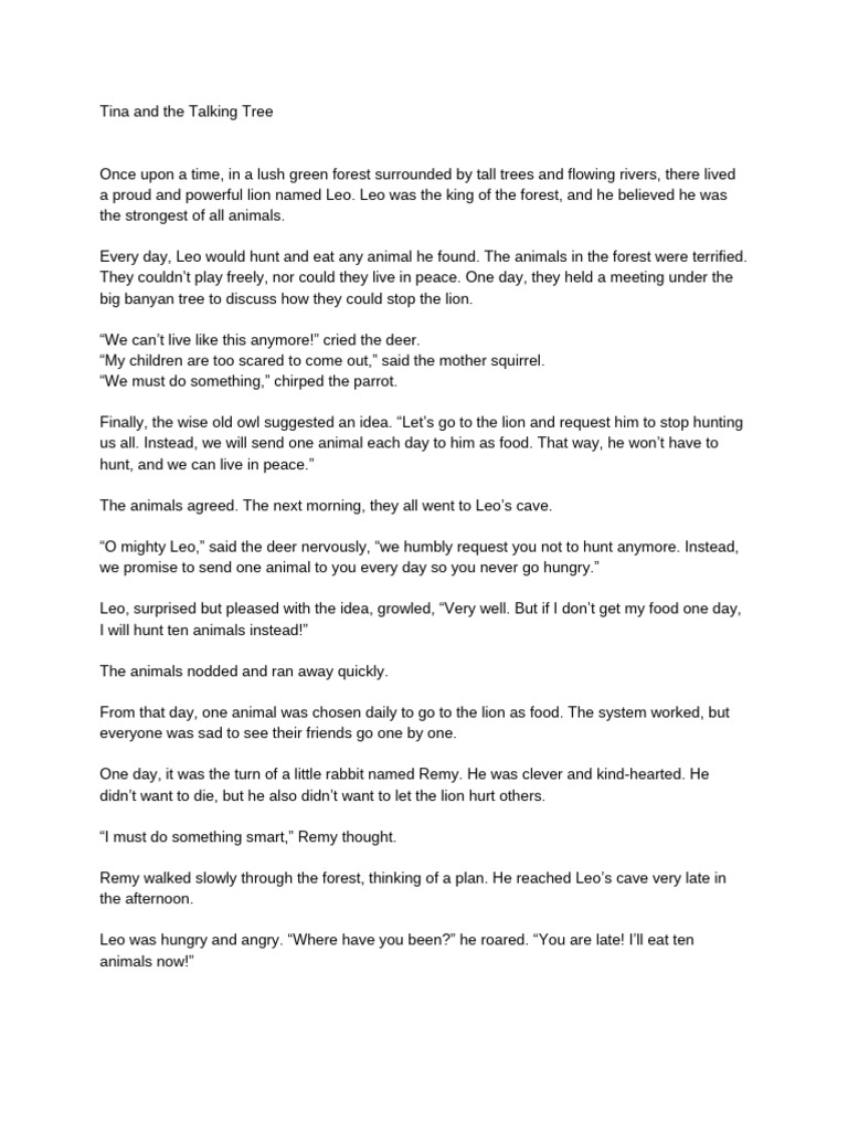 Tina and The Talking Tree | PDF