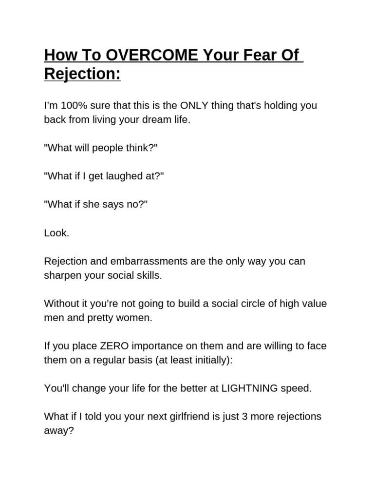 1-How To OVERCOME Your Fear of Rejection | PDF