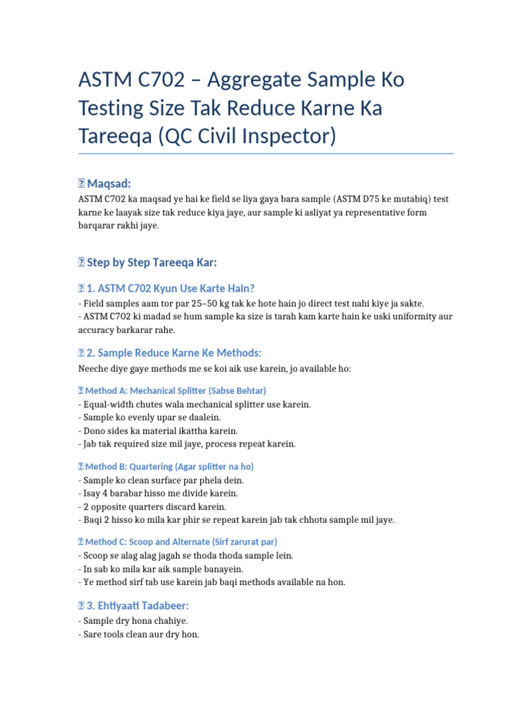ASTM C702: Sample Size Reduction Guide | PDF