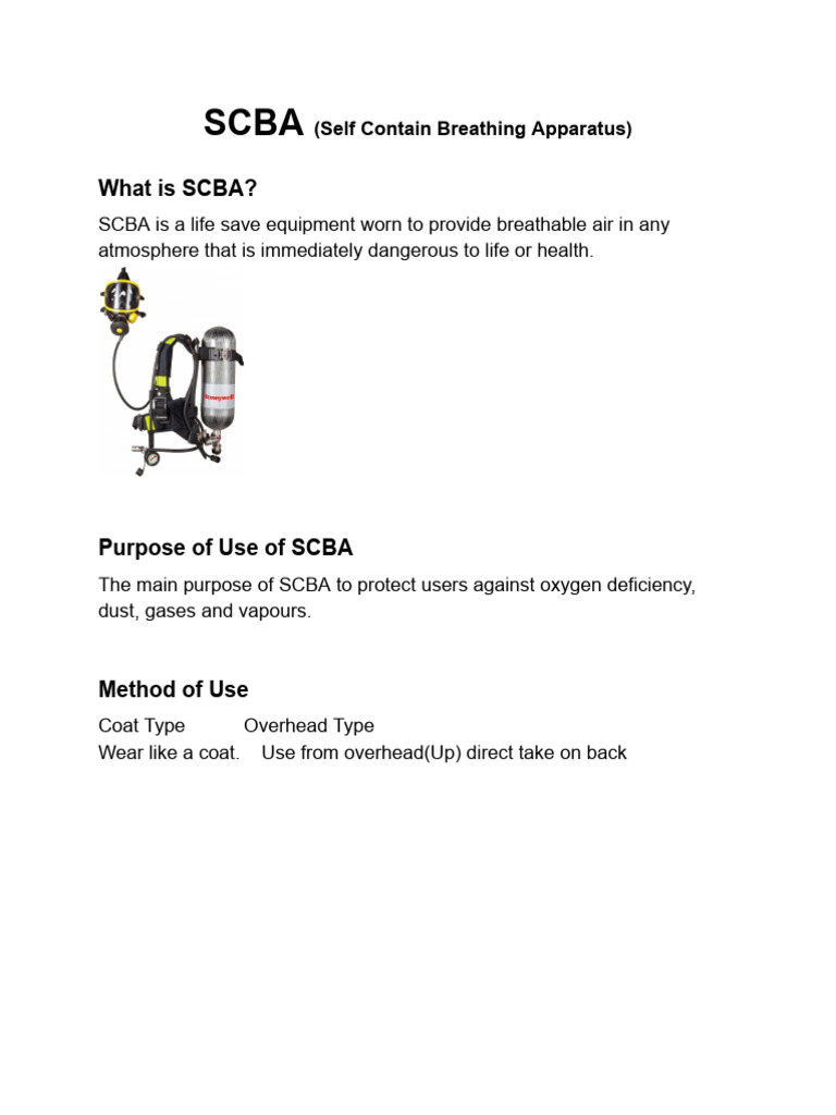 SCBA (Self Contain Breathing Apparatus) | PDF