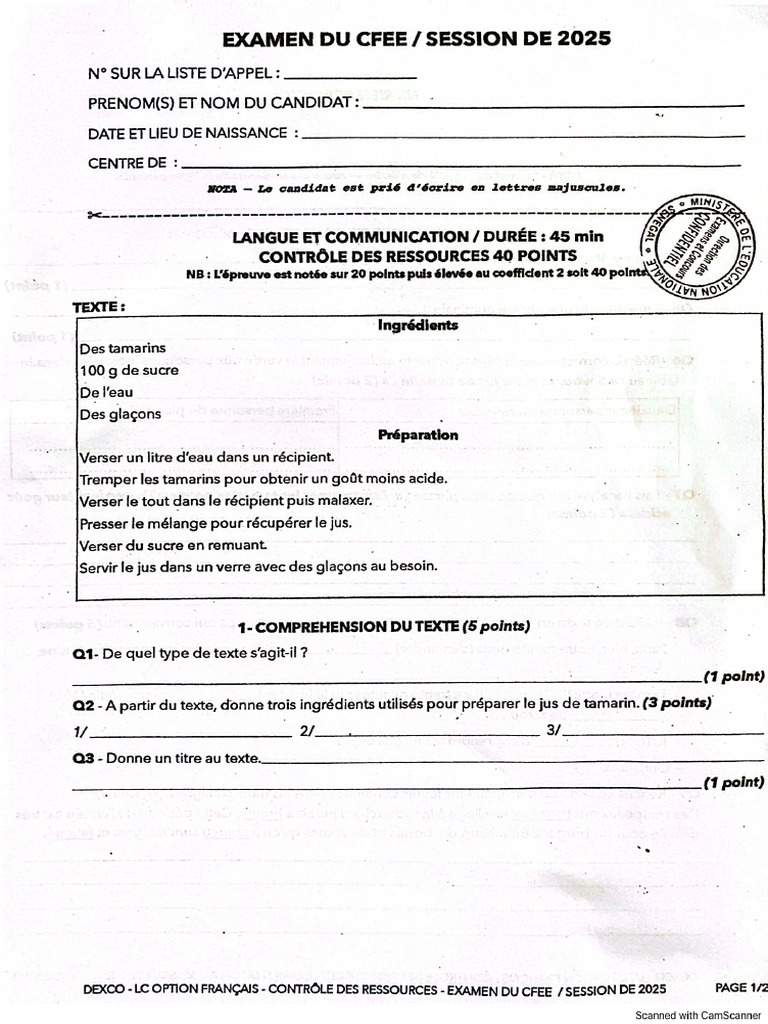 Cfee 2025 by Gaye'Info | PDF