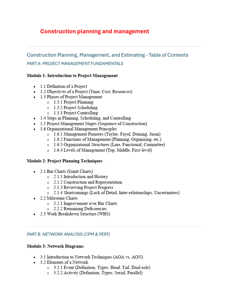 Construction Planning and Management | PDF | Depreciation | Project ...