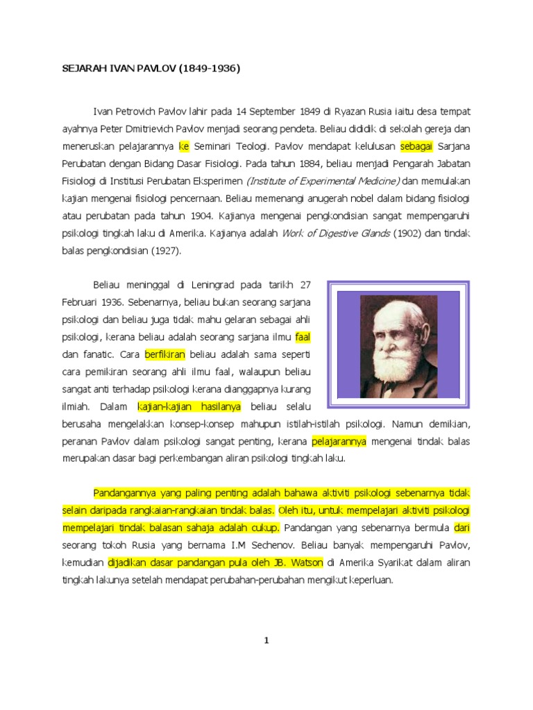 Sejarah Ivan Pavlov | PDF
