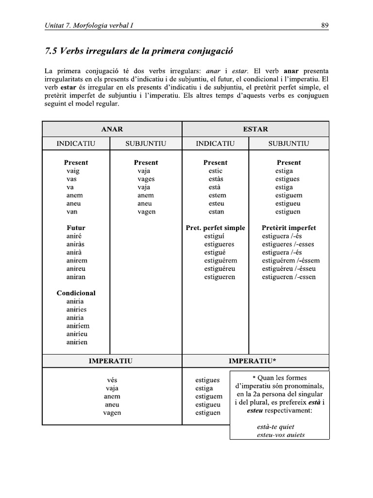 El Verb 2a Part Verbs Irregulars Explicacions Exercicis Pdf