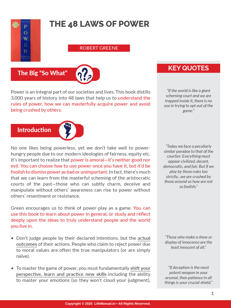 Understanding the 48 Laws of Power | PDF