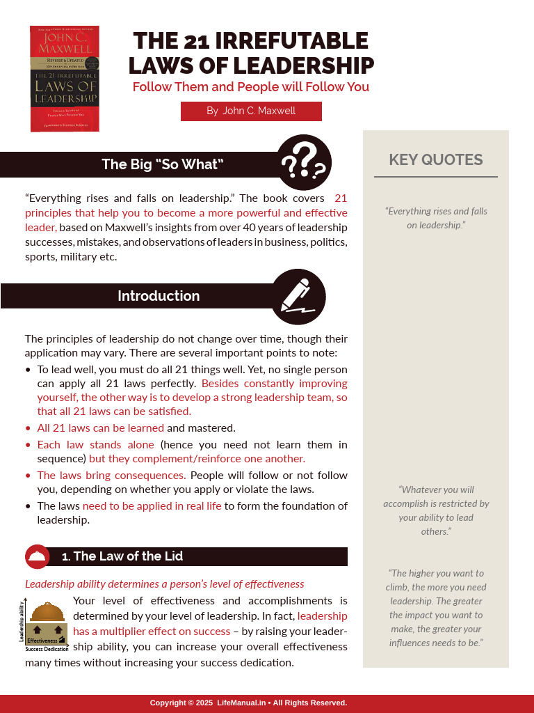 Mastering the 21 Laws of Leadership | PDF | Leadership | Empowerment