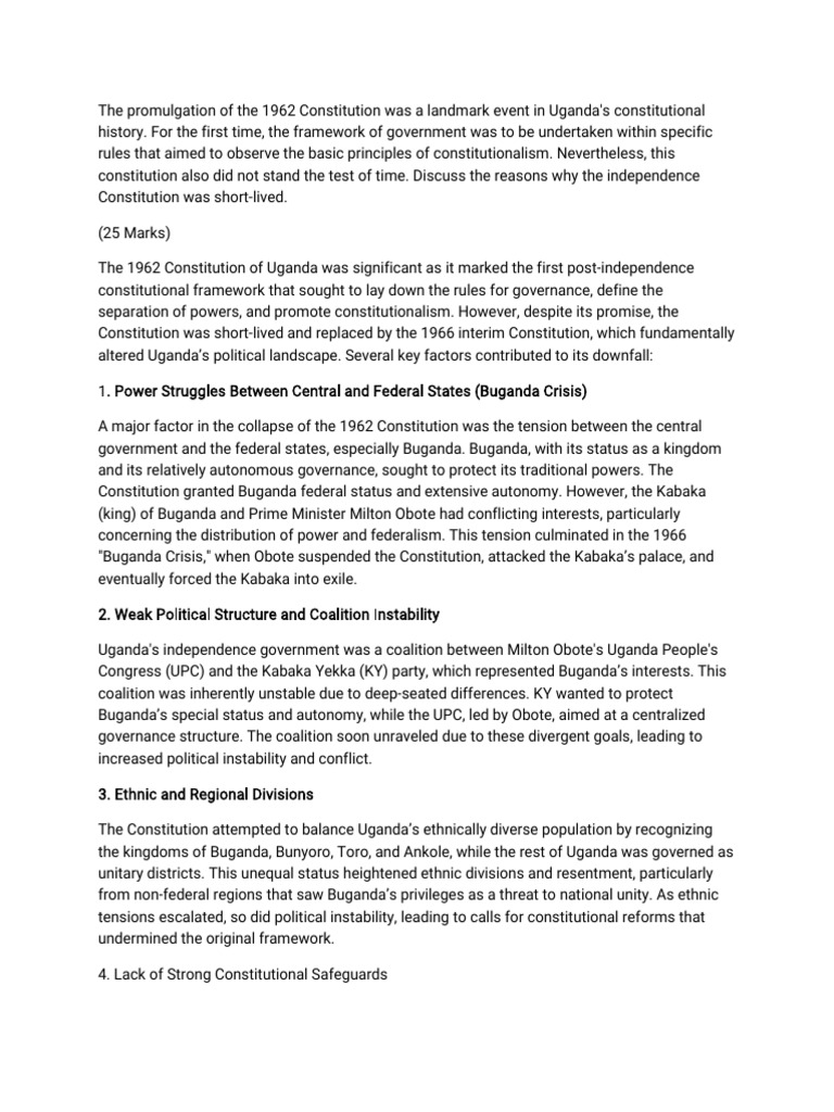 Constitution history-WPS Office | PDF | Uganda | Government