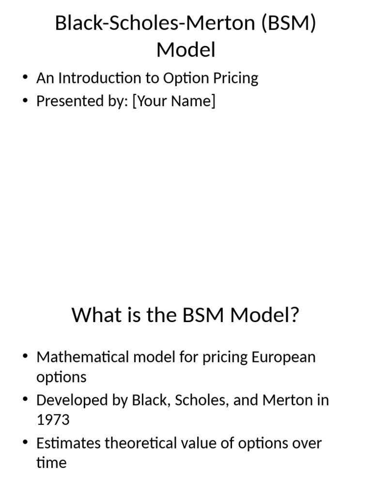 Black Scholes Merton Model | PDF