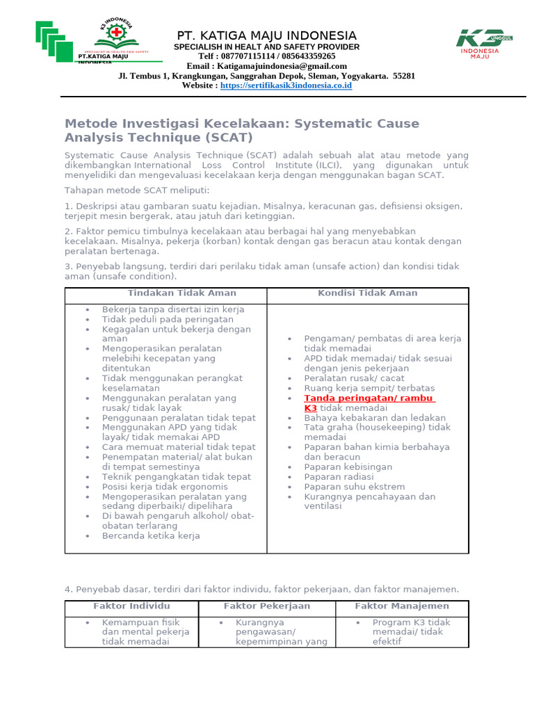 Investigasi Kecelakaan Metode SCAT | PDF