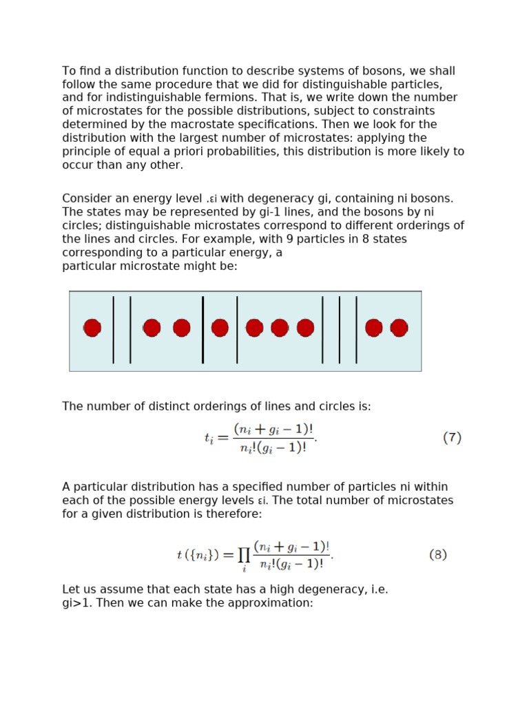 Bose-Einstein Distribution Derivation | PDF