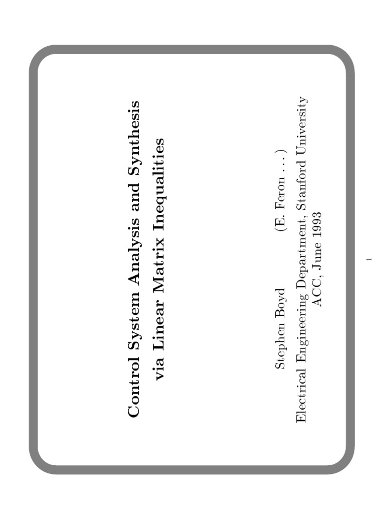 S Boyd Control System Analysis and Synthesis LMI | PDF | Mathematical ...