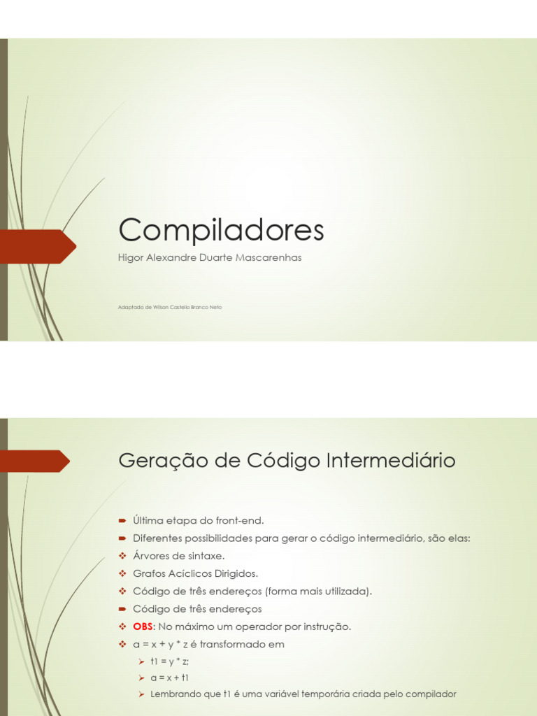 Técnicas de Geração de Código Intermediário | PDF | Compilador ...