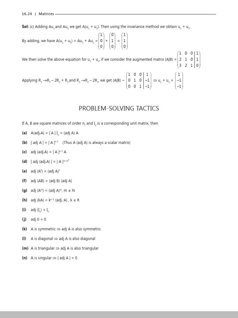 1.matricesproblem Solving Tacticsformulae Sheet | PDF | Matrix (Mathematics) | Mathematical Objects