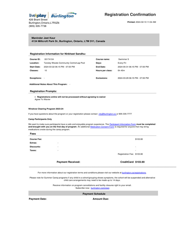 Registration Confirmation | PDF