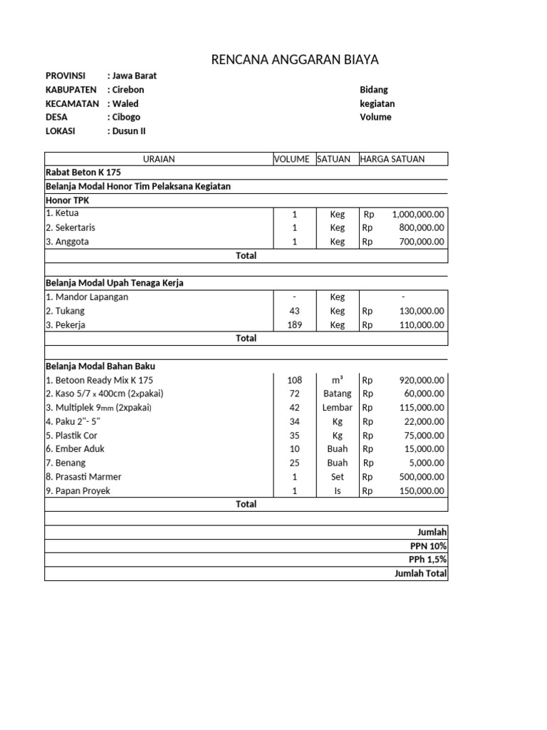 Proposal Jalan Karlim Rabat Beton | PDF