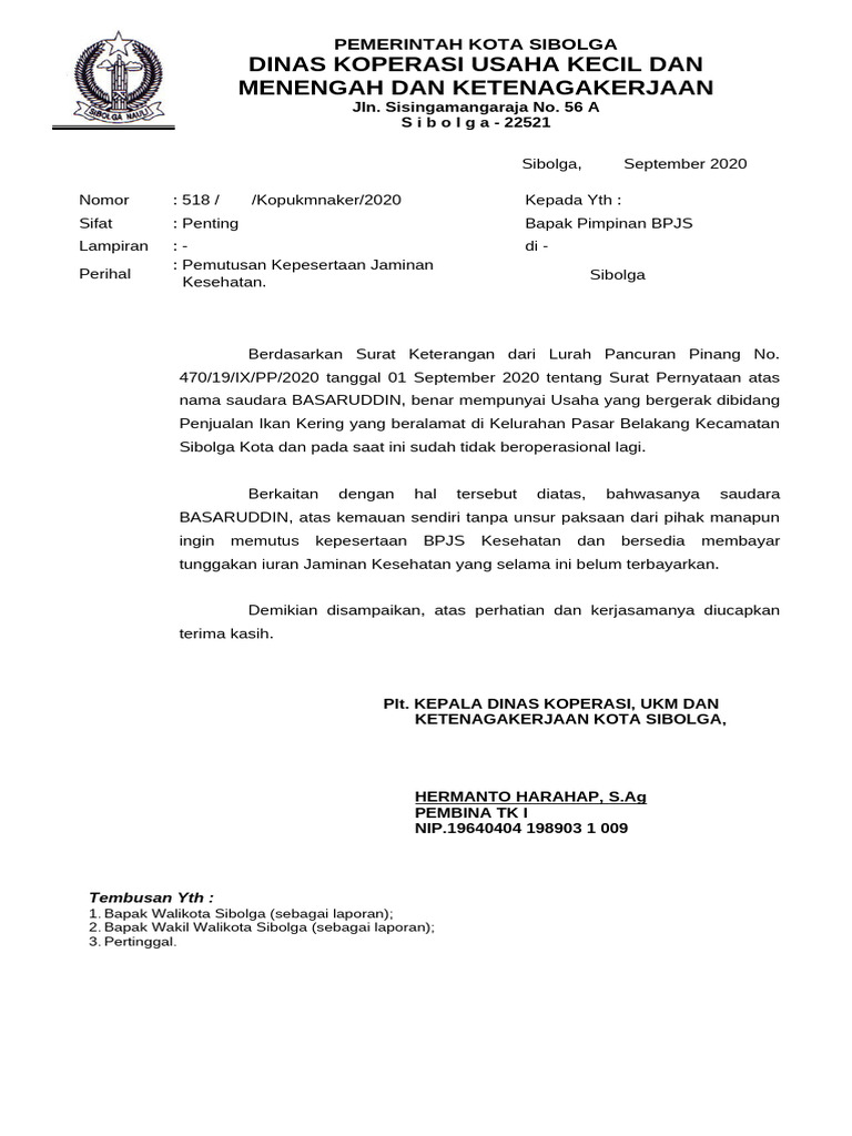 Surat Keterangan Bpjs | PDF